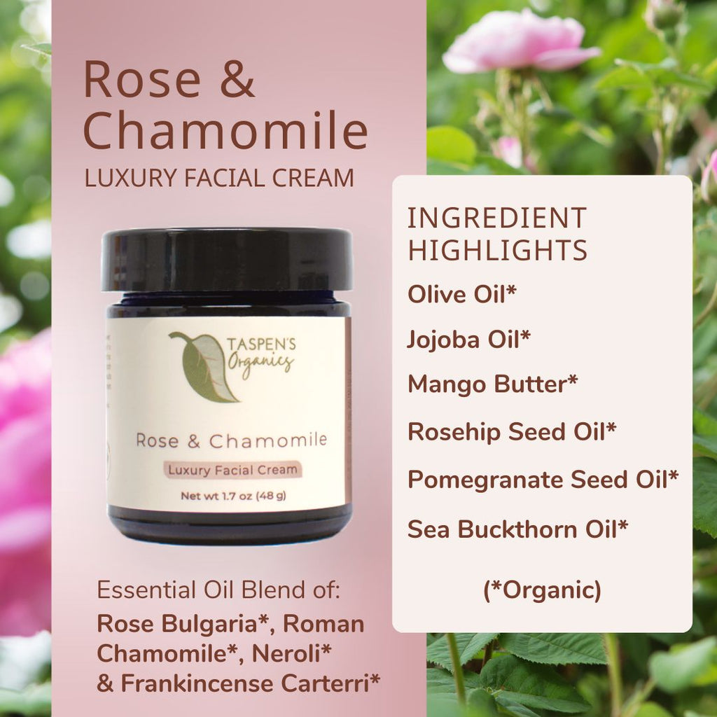 Rose & Chamomile Luxury Facial Cream – Taspen's Organics